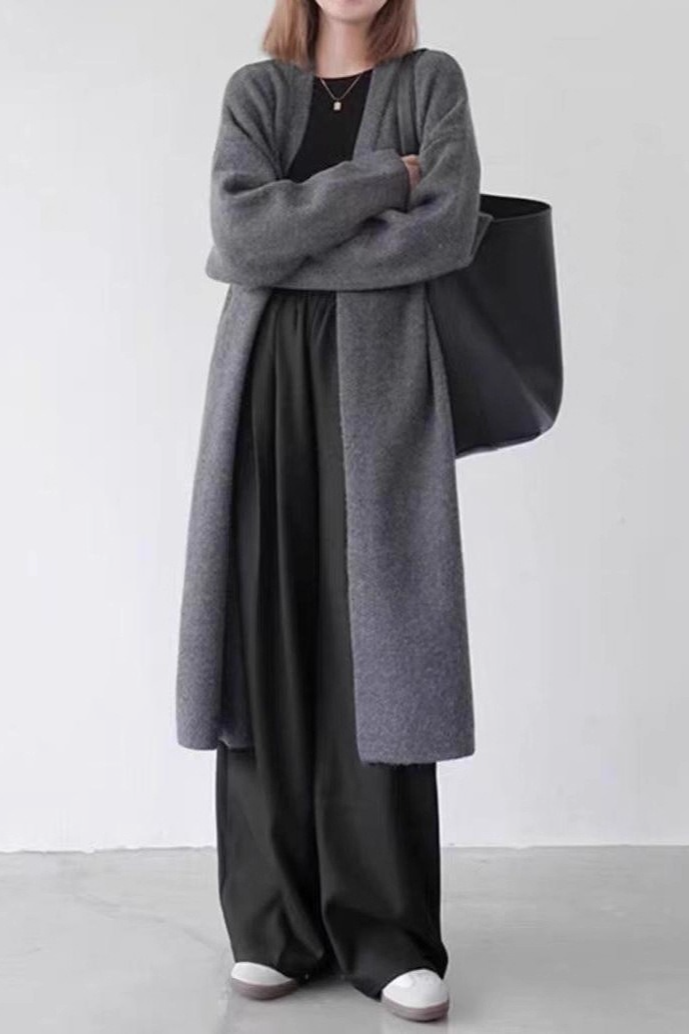 Slouchy Knit Oversized Thick Knee-Length Overcoat – DressBetty