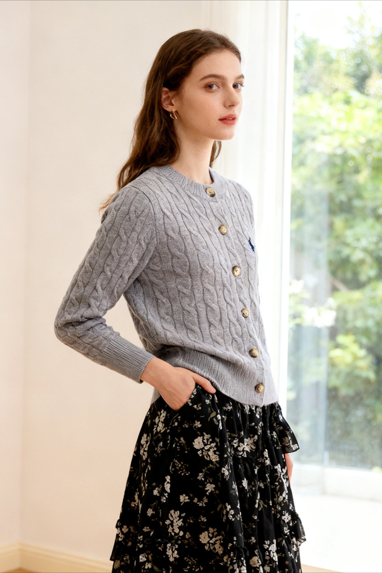 Wool Blend Embroidered Cable Cardigan – DressBetty