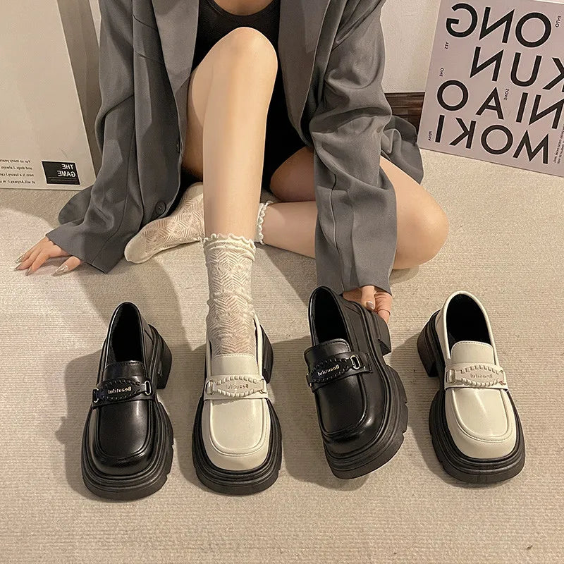 British Style Platform Summer Preppy Slip On Clogs Retro Creepers Loaf ...