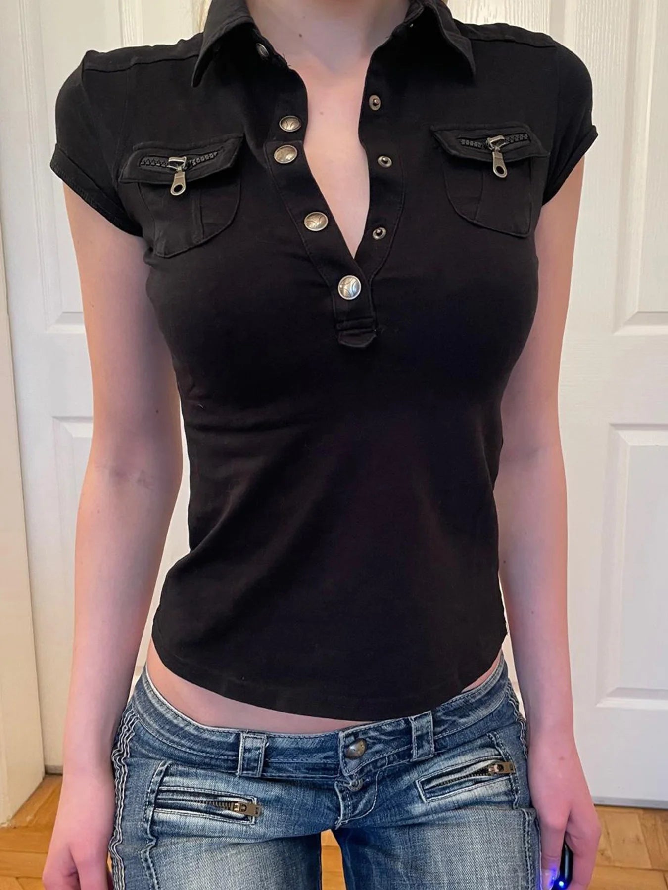 Safari Style Polo Slim Fit Summer Tee Crop Top – DressBetty
