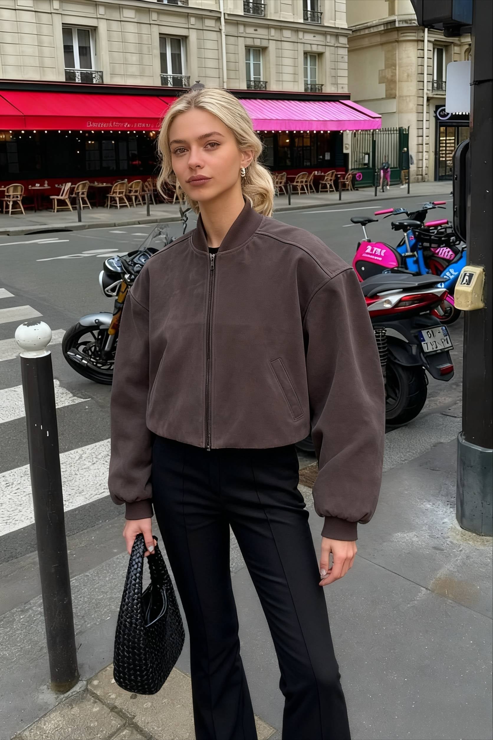 Retro Gray Suede Pilot Stand Collar Zip Jacket – DressBetty